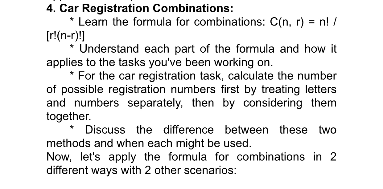 Solved Car Registration Combinations:Learn the formula for | Chegg.com