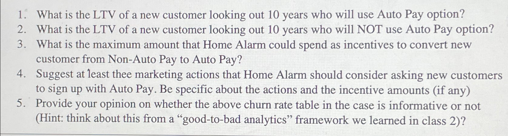 Solved What is the LTV of a new customer looking out 10 | Chegg.com