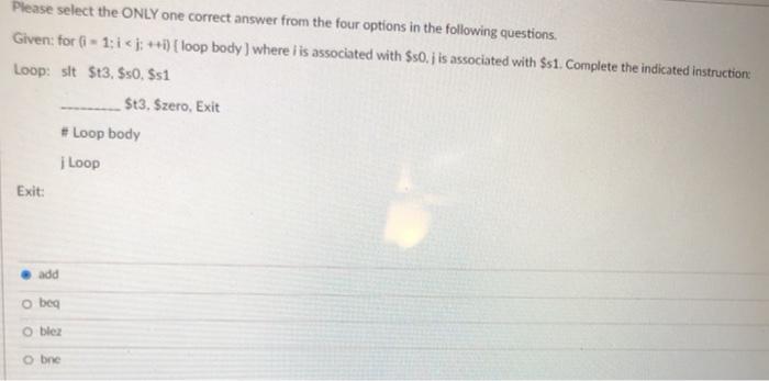 Solved Please select the ONLY one correct answer from the | Chegg.com
