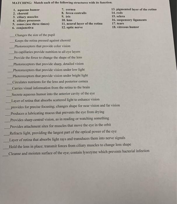 Solved MATCHING: Match each of the following structures witb | Chegg.com