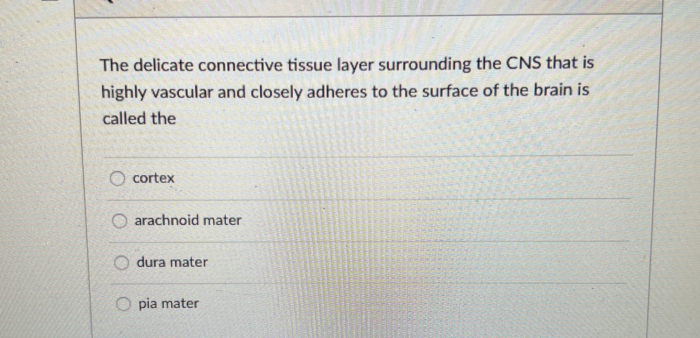 Solved The delicate connective tissue layer surrounding the | Chegg.com Solved The delicate connective tissue layer surrounding the | Chegg.com
