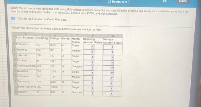Solved Save Points: 0 of 6 Modity the accompanying credit | Chegg.com