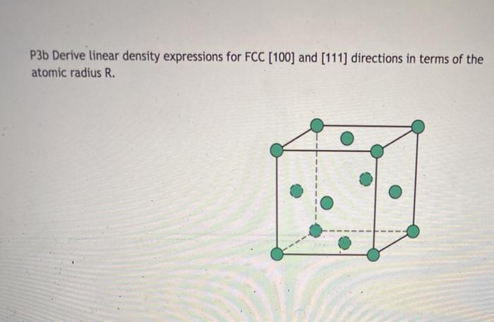 Solved P3b Derive linear density expressions for FCC [100] | Chegg.com