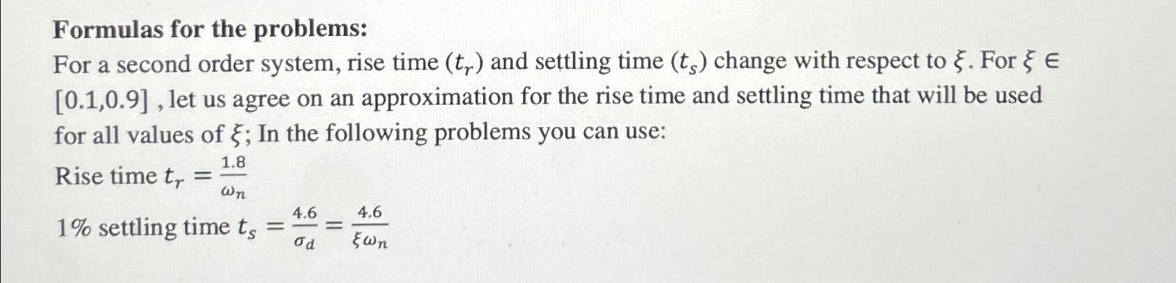 Solved Problem 2: Design the time response of a 2nd-order | Chegg.com