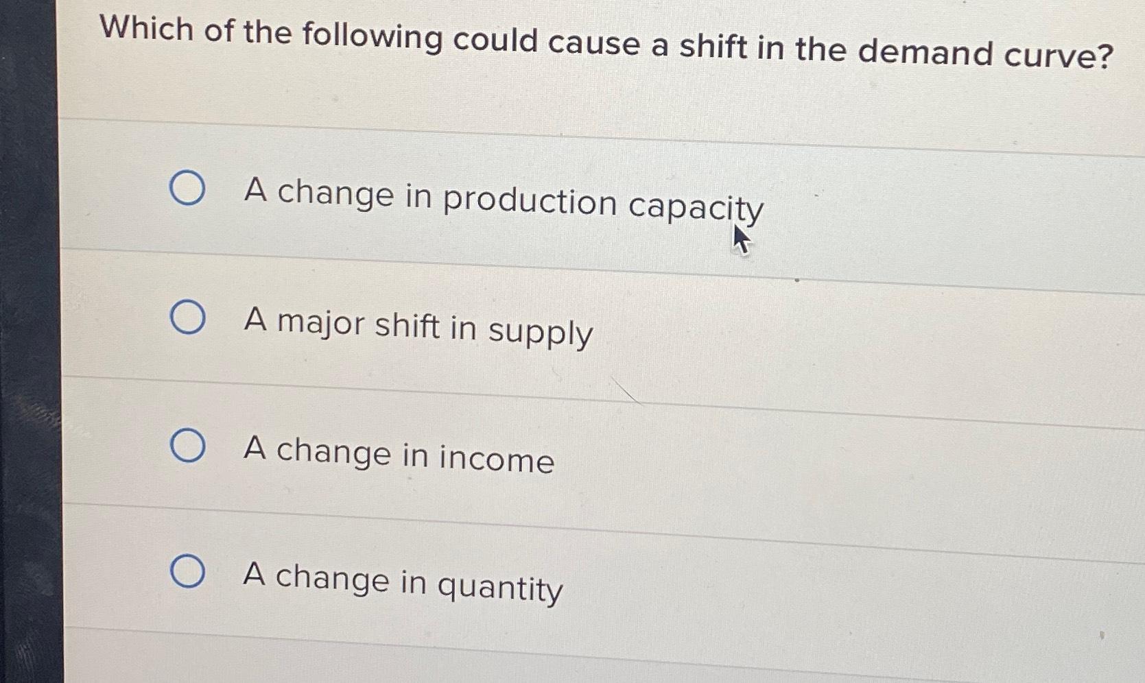 Solved Which of the following could cause a shift in the | Chegg.com
