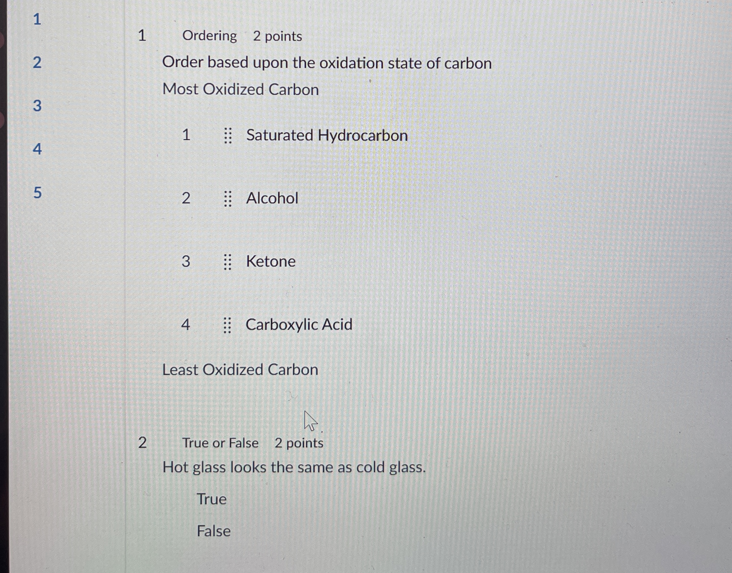 Solved 11 ﻿Ordering 2 ﻿points2Order based upon the oxidation | Chegg.com