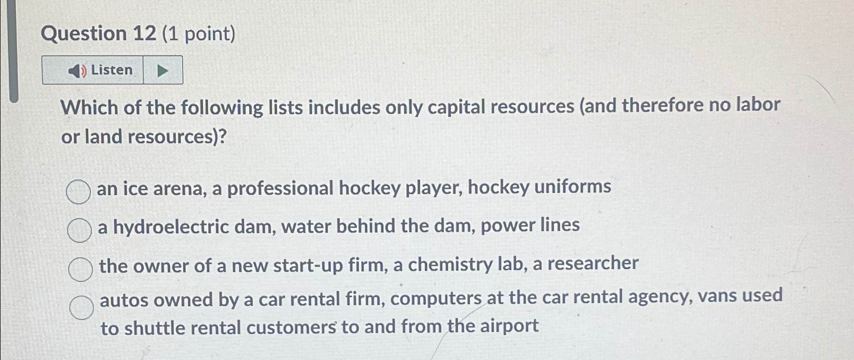Solved Question 12 (1 ﻿point)ListenWhich of the following | Chegg.com