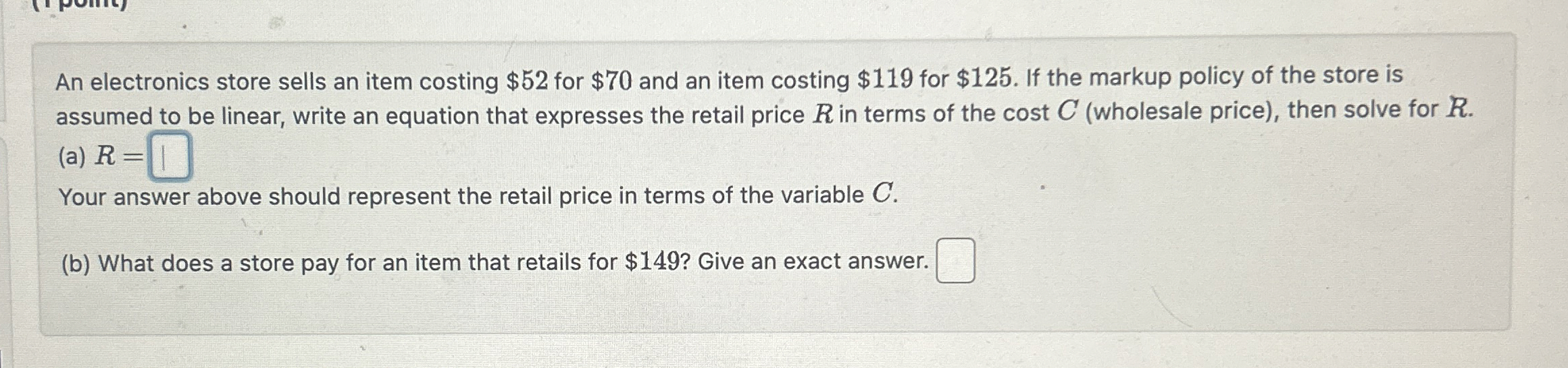 Solved An electronics store sells an item costing $52 ﻿for | Chegg.com