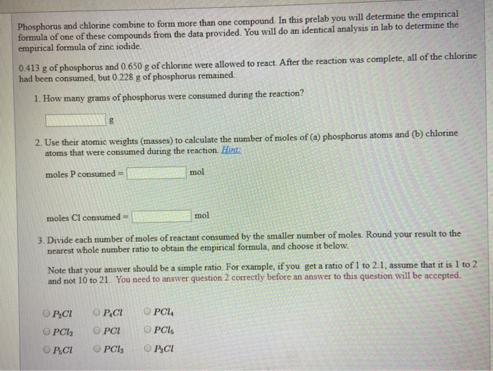 Solved Phosphorus and chlorine combine to form more than one | Chegg.com