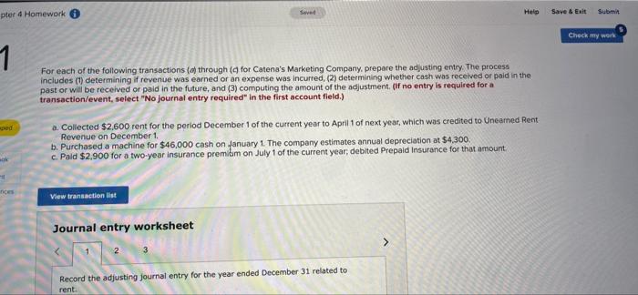 Solved Saved Help pter 4 Homework Save & Exit Submit Check | Chegg.com Solved Saved Help pter 4 Homework Save & Exit Submit Check | Chegg.com