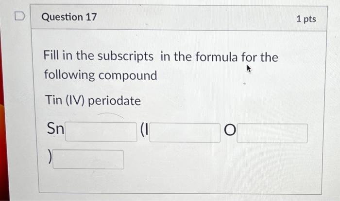 Fill in the correct subscript in the formula for the | Chegg.com