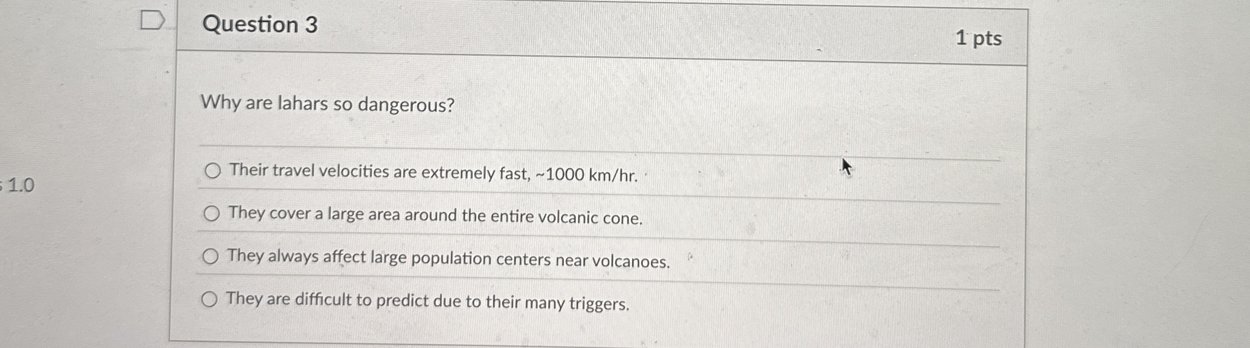 Solved Question 31 ﻿ptsWhy are lahars so dangerous?Their | Chegg.com