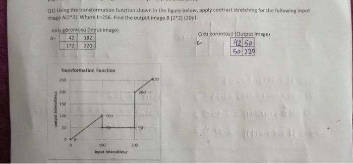 Solved 01) Using the transformation function shown in the | Chegg.com