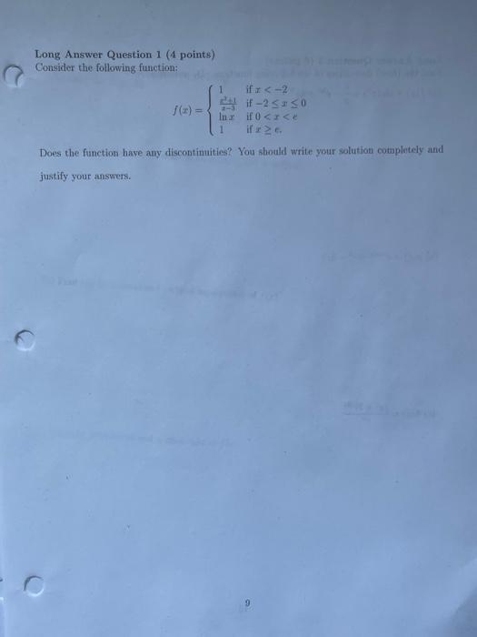 Solved Long Answer Question 1 (4 points) Consider the | Chegg.com
