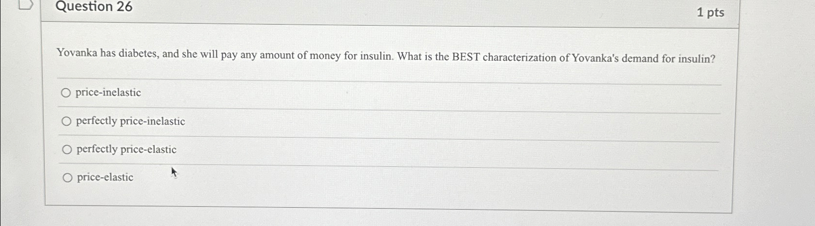 Solved Question 261ptsYovanka has diabetes, and she will pay | Chegg.com
