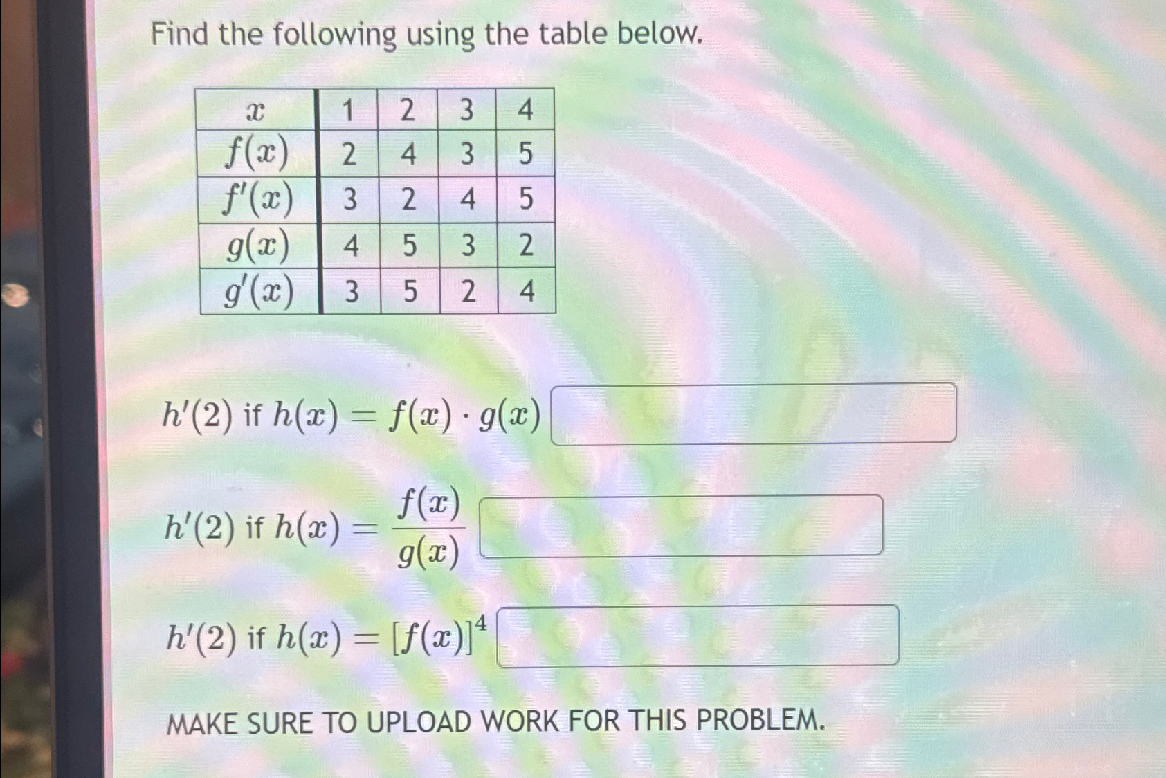 Solved Find the following using the table | Chegg.com