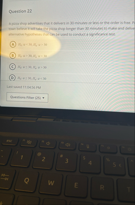 Solved Question 22A pizza shop advertises that it delivers | Chegg.com