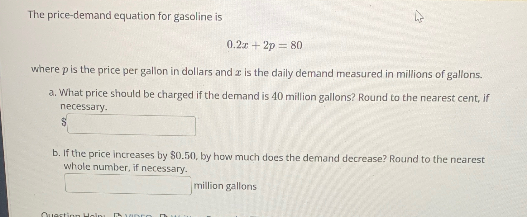 Solved The price-demand equation for gasoline | Chegg.com
