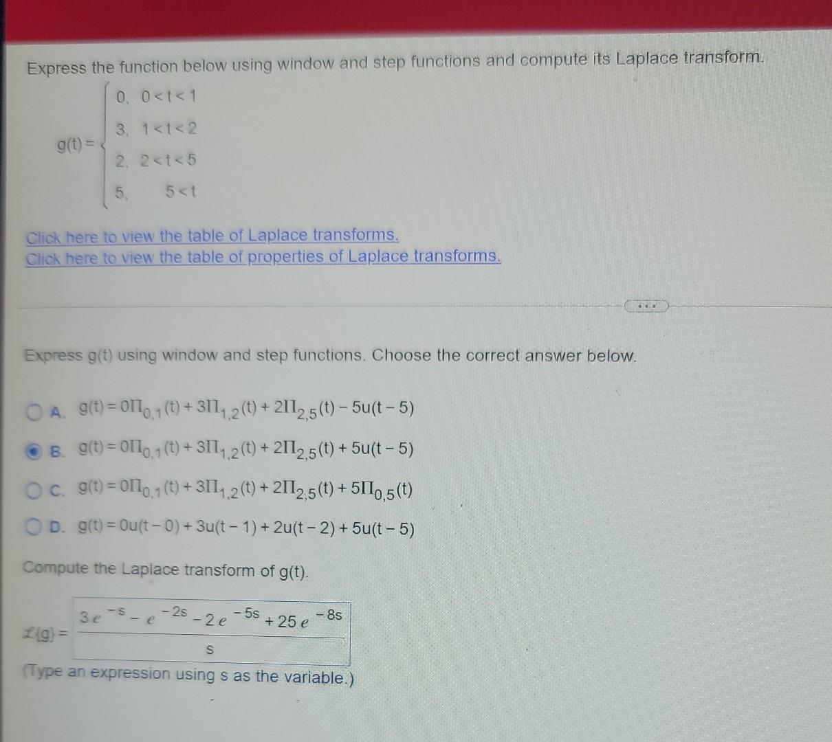 Solved Express the function below using window and step | Chegg.com