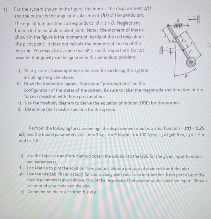 Solved For the system shown in the figure, the input is the | Chegg.com