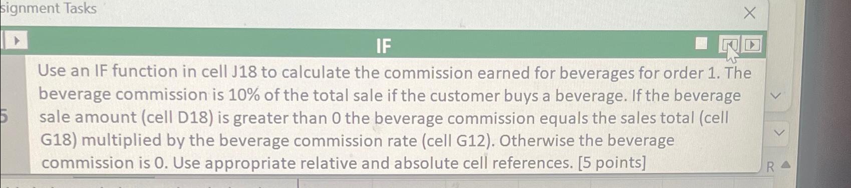 Solved signment TasksUse an IF function in cell J18 ﻿to | Chegg.com