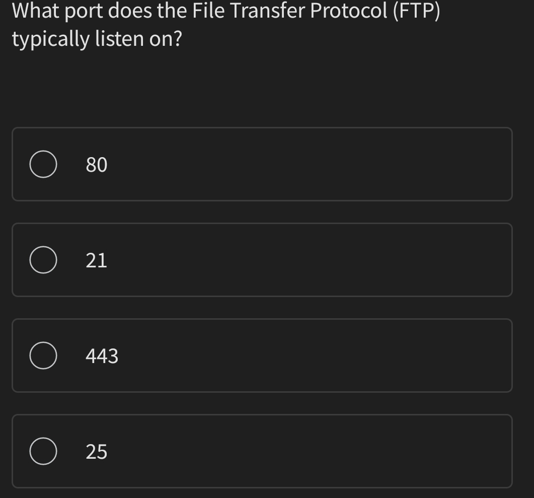 Solved What port does the File Transfer Protocol (FTP) | Chegg.com