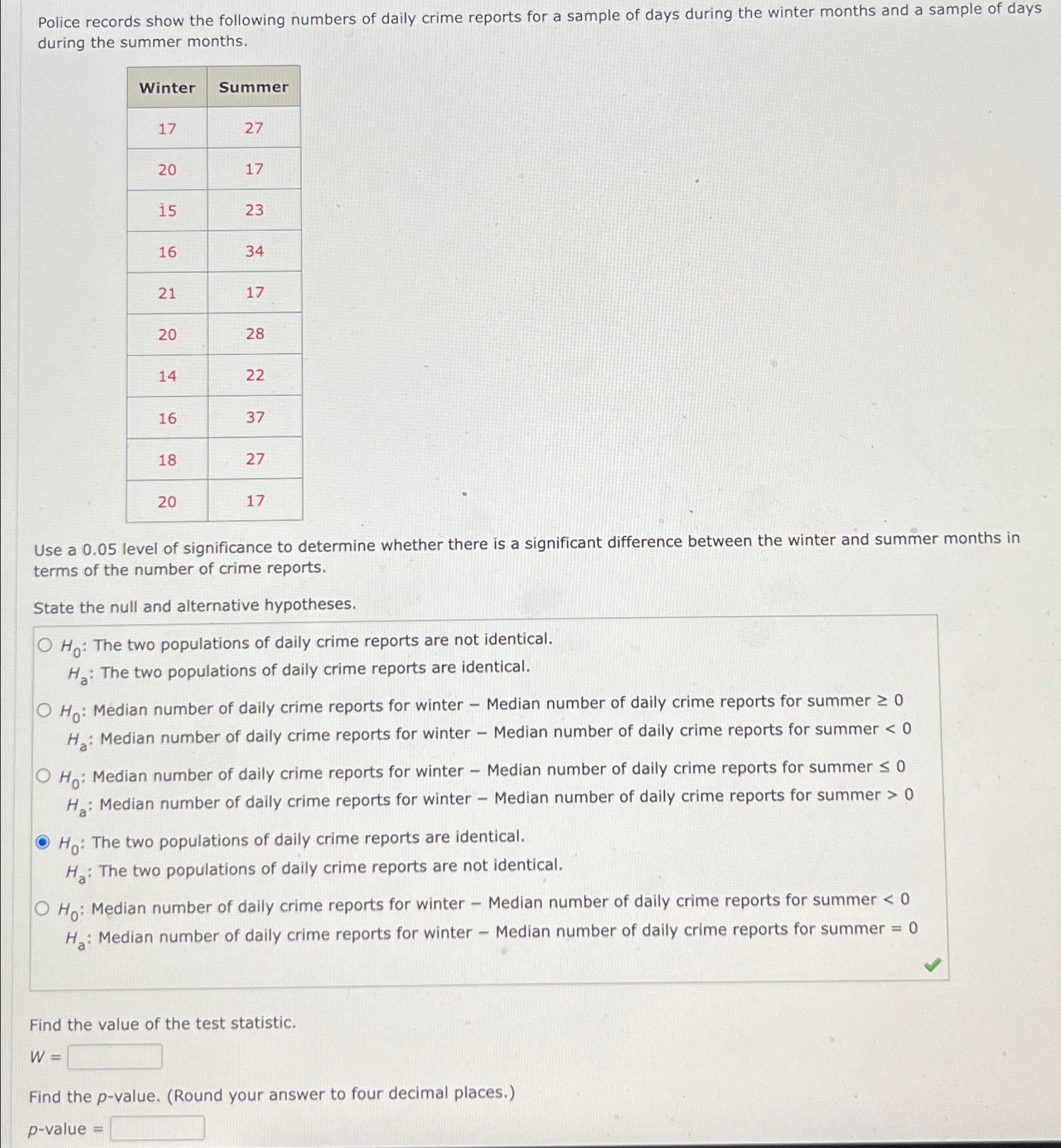 Solved Police records show the following numbers of daily | Chegg.com
