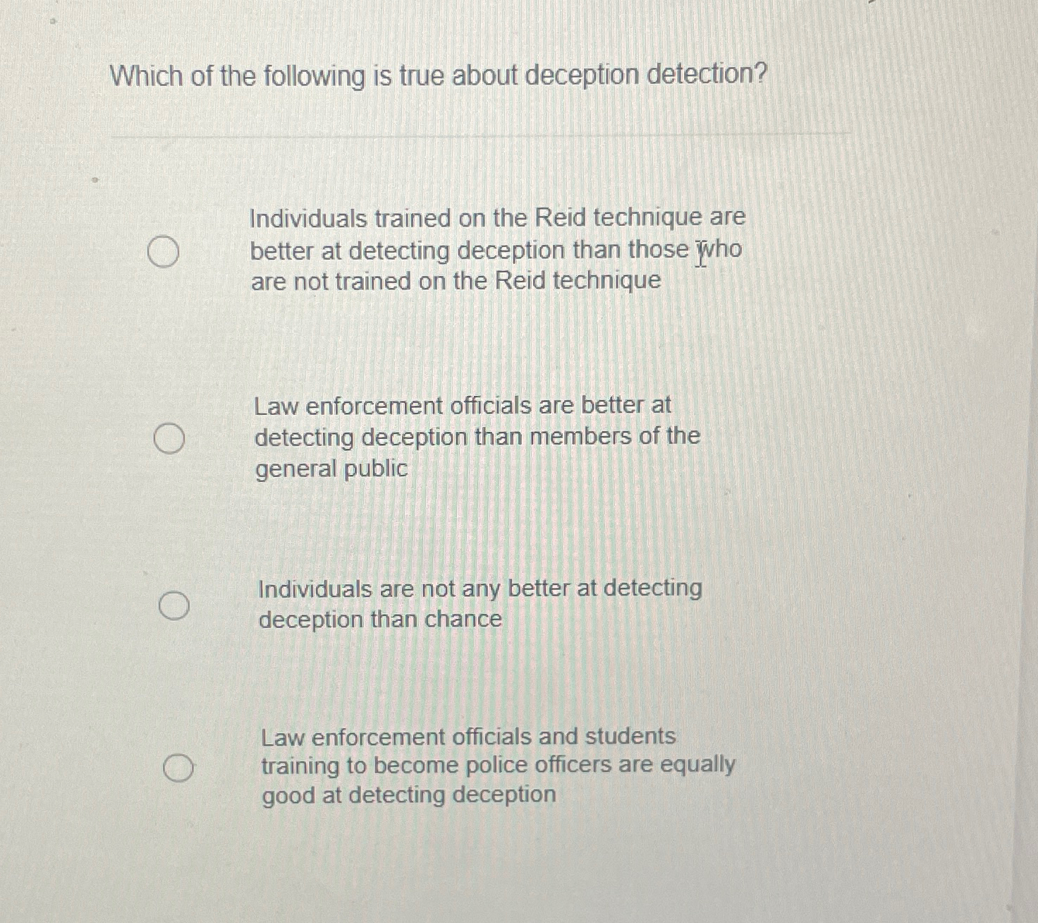 Solved Which of the following is true about deception | Chegg.com
