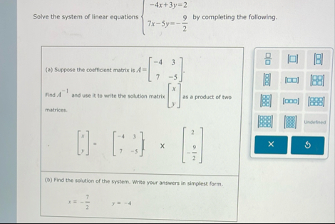 Solved Solve the system of linear equations | Chegg.com