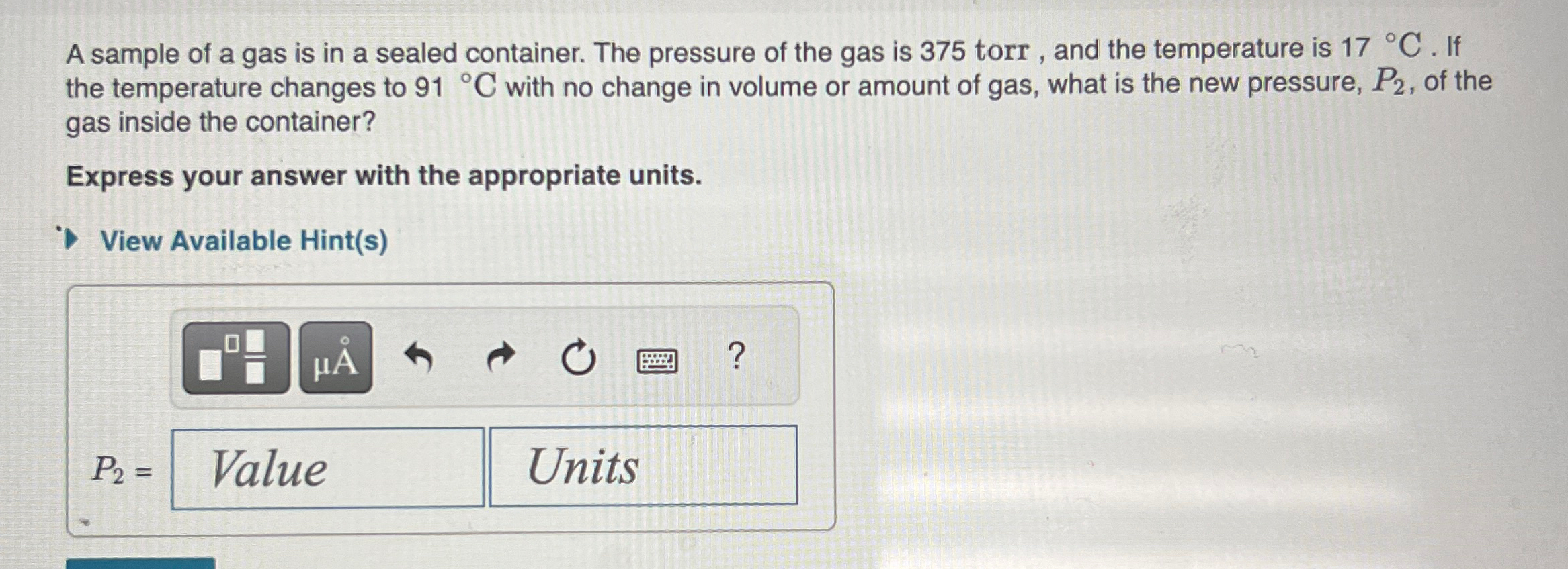 Solved A sample of a gas is in a sealed container. The | Chegg.com