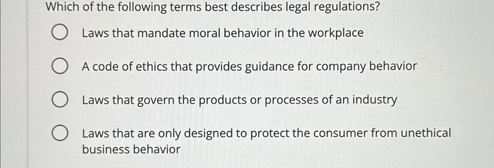 Solved Which of the following terms best describes legal | Chegg.com