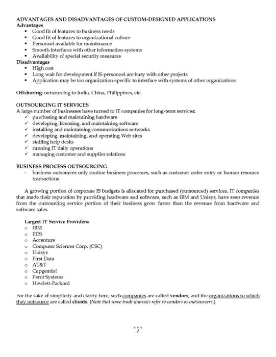 Solved ADVANTAGES AND DISADVANTAGES OF CUSTOM-DESIGNED | Chegg.com