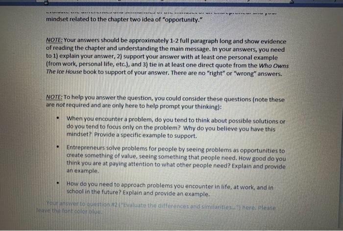 from the book of WHO OWNS THE ICE HOUSE | Chegg.com