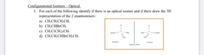 Solved Configurational Isomers - Optical 3. For each of the | Chegg.com