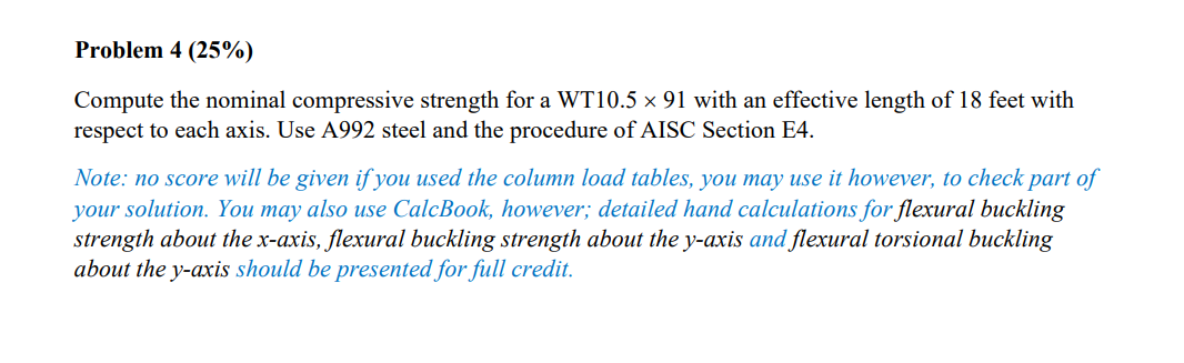 Solved Problem 4 (25%)Compute the nominal compressive | Chegg.com