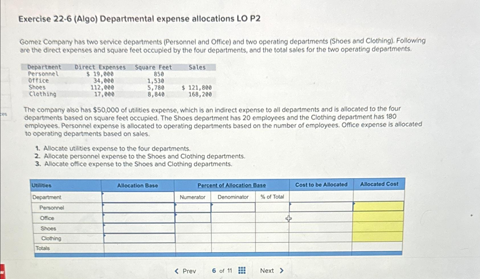 Solved Exercise 22.6 (Algo) ﻿Departmental expense | Chegg.com