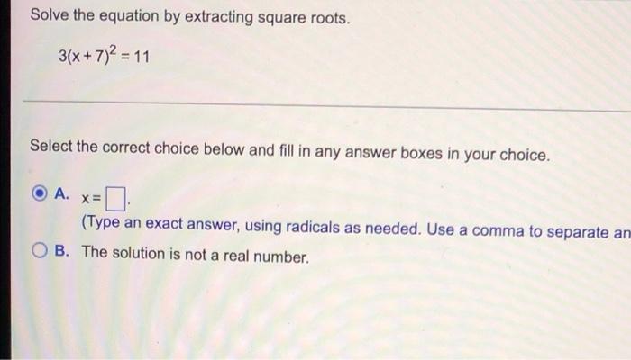Solved Solve the equation by extracting square roots. 3(x + | Chegg.com