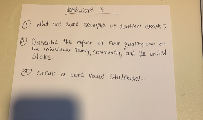 Solved Home work 3 What are some examples of Sentinel events | Chegg.com