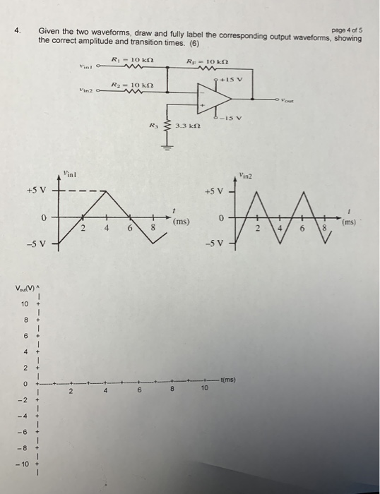 Solved page 4 of 5 Given the two waveforms, draw and fully | Chegg.com