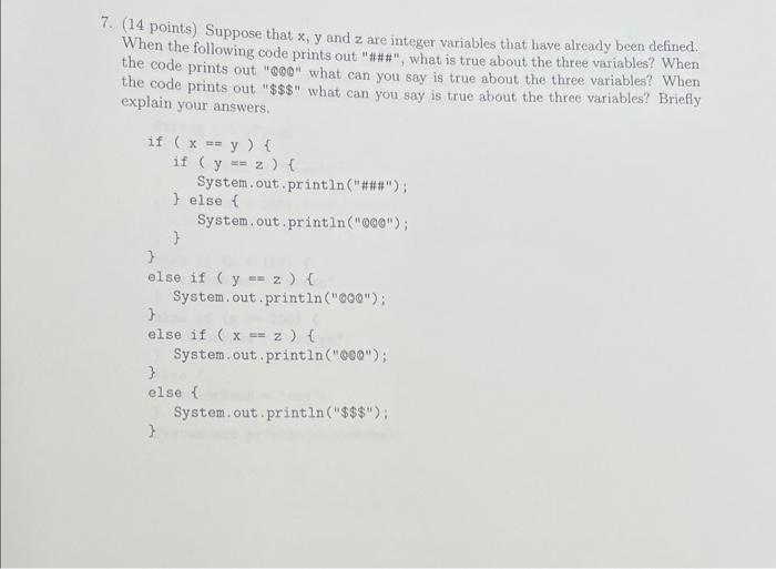 Solved 7. (14 points) Suppose that x,y and z are integer | Chegg.com