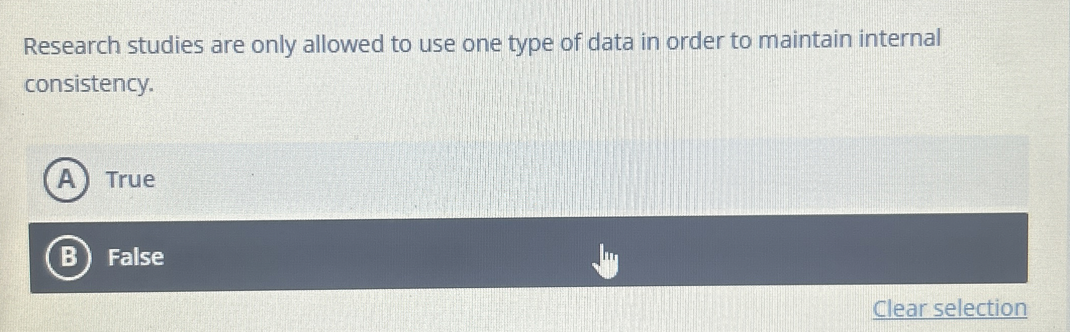 Research studies are only allowed to use one type of | Chegg.com