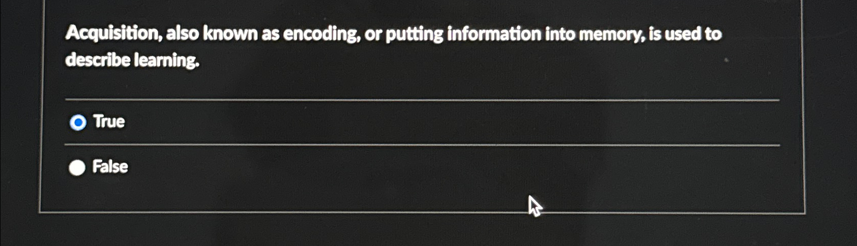 Solved Acquisition, also known as encoding, or putting | Chegg.com