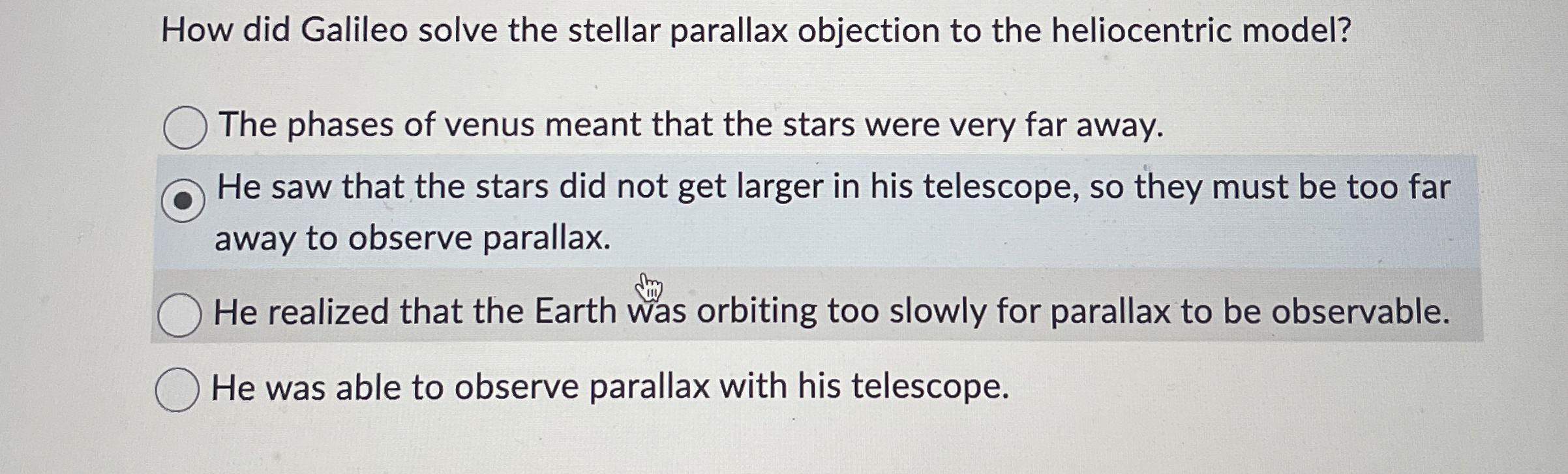 Solved How did Galileo solve the stellar parallax objection | Chegg.com