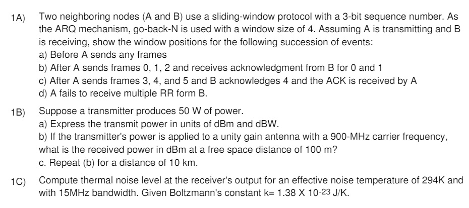 Solved 1A) ﻿Two neighboring nodes ( ﻿A and B ) ﻿use a | Chegg.com