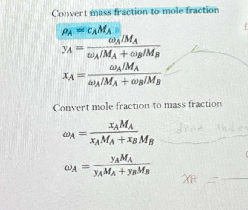 Solved Convert mass fraction to mole | Chegg.com