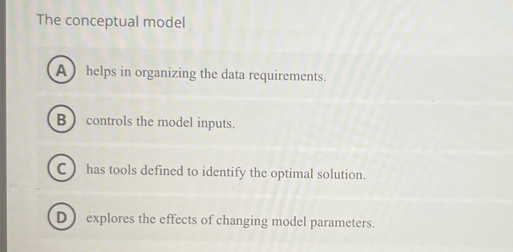 Solved The conceptual modelhelps in organizing the data | Chegg.com