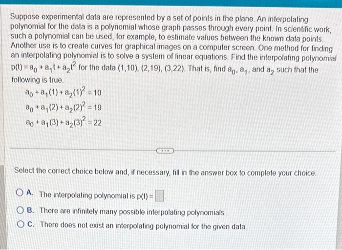 Solved Suppose experimental data are represented by a set of | Chegg.com
