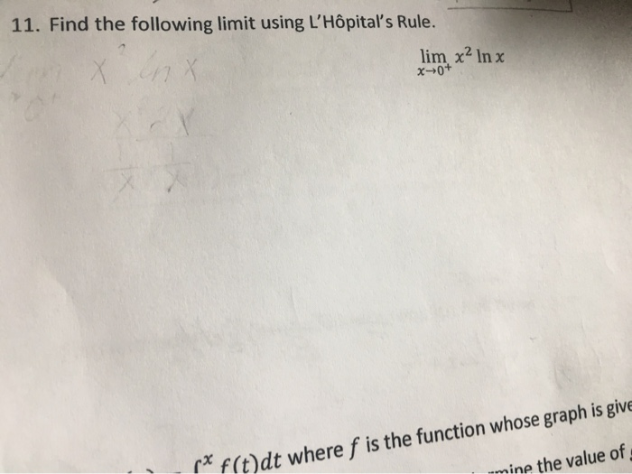 Solved 11. Find the following limit using L'Hôpital's Rule. | Chegg.com