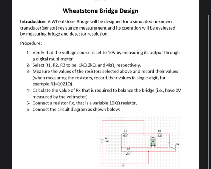 Wheatstone Bridge Design Introduction: A Wheatstone | Chegg.com