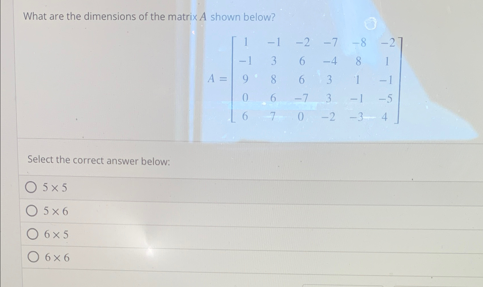 Solved What are the dimensions of the matrix A shown | Chegg.com